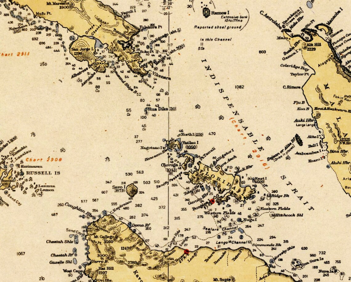 Nautical Chart of the Solomon Islands | Maritime Map of the South ...