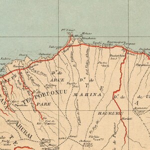 Tahiti Map Decorative Map of Tahiti and Morea, Old Map Restored ...