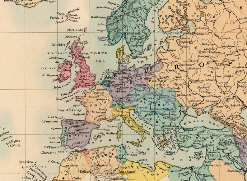 Wonderful Map of the World From 1872 World Map Poster - Etsy