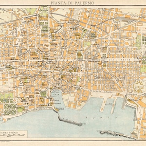 Old Map of Palermo (sicily), Vintage City Plan, Wall Map Decor Fine ...