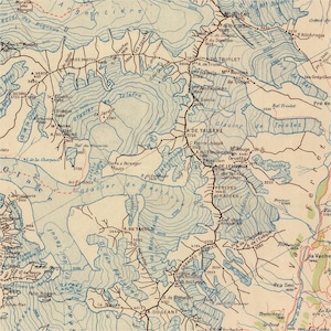Mont-blanc Vintage Itinerary Map, Wonderful Map for Hiking Enthusiasts ...