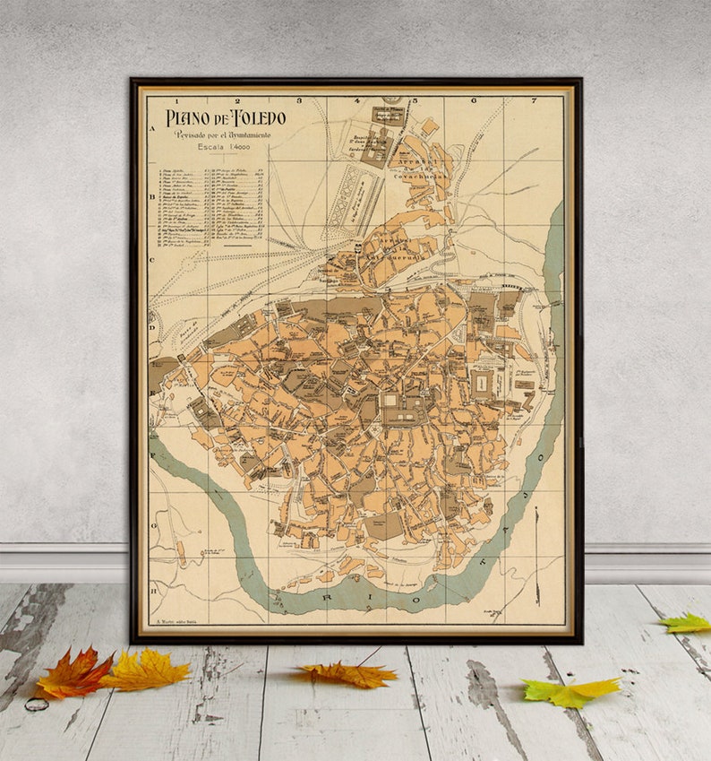Map of Toledo spain Old Map Reproduction Historic Maps - Etsy