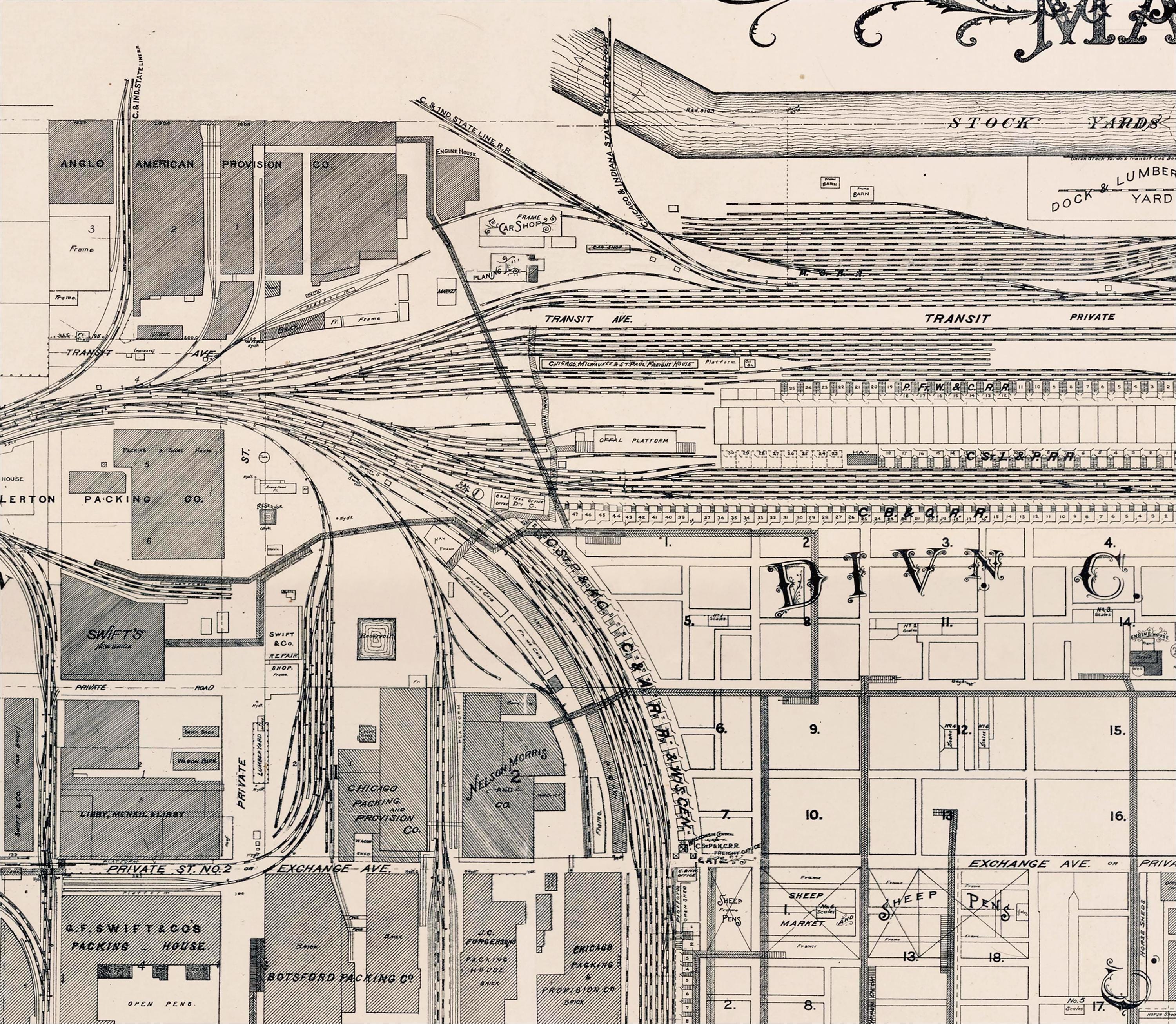 Map of Chicago Union Stock Yards, Historical Map Restored, a Glimpse ...
