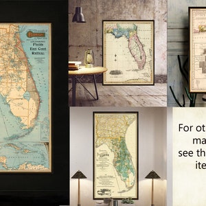 Decorative Old Map of Florida, Wall Map Decor, Archival Print - Etsy