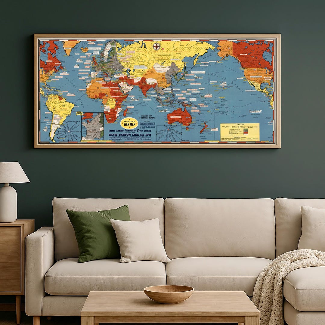 War Map of the World | WWII D-day Commemorative Map | Troop Movements ...