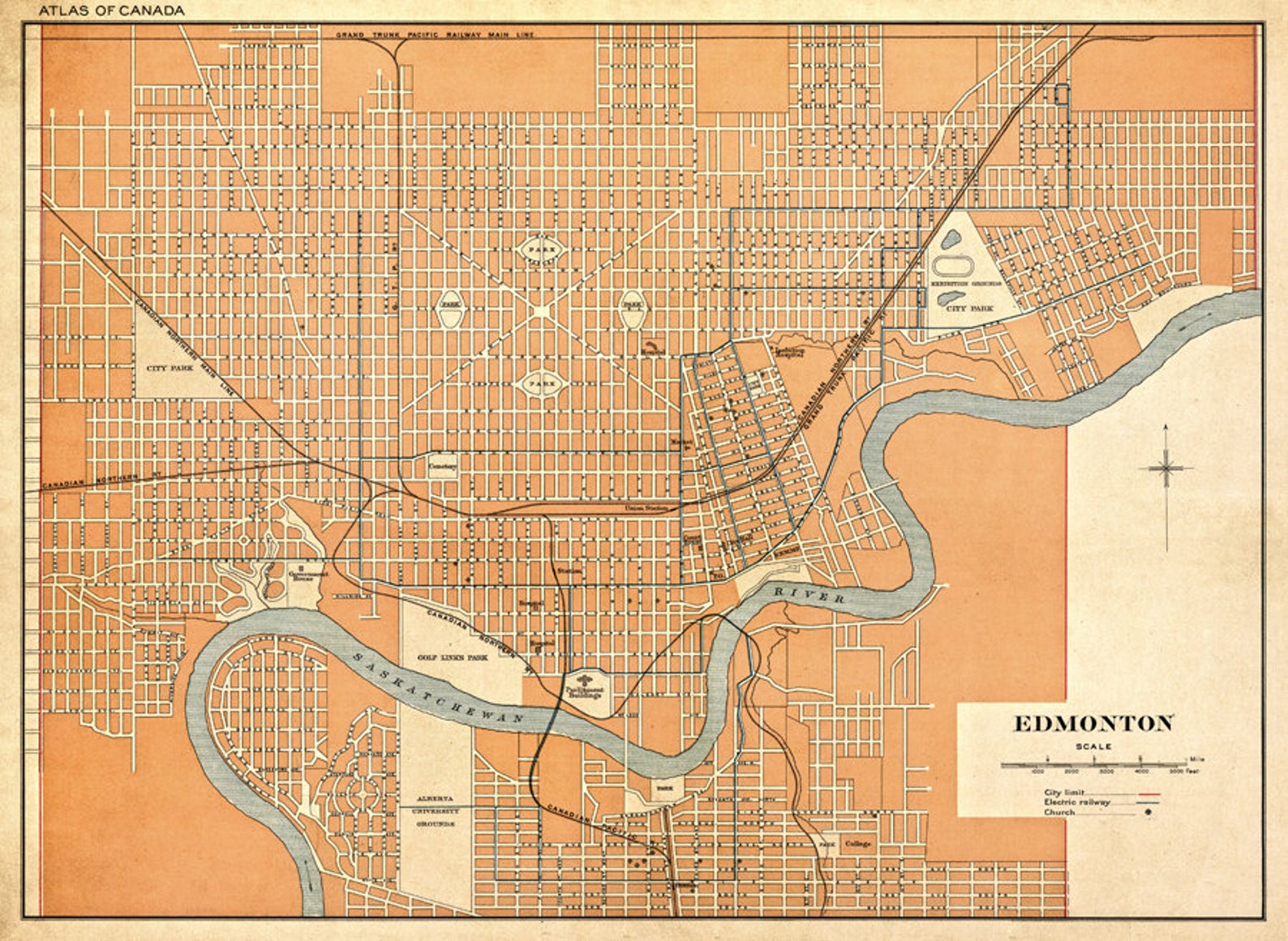Old Map of Edmonton Fine Archival Print Edmonton Map | Etsy