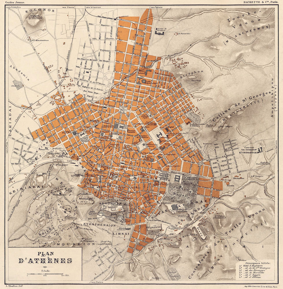 Athens Map - Old Map of Athens - Fine Archival Print - Plan D'athenes ...