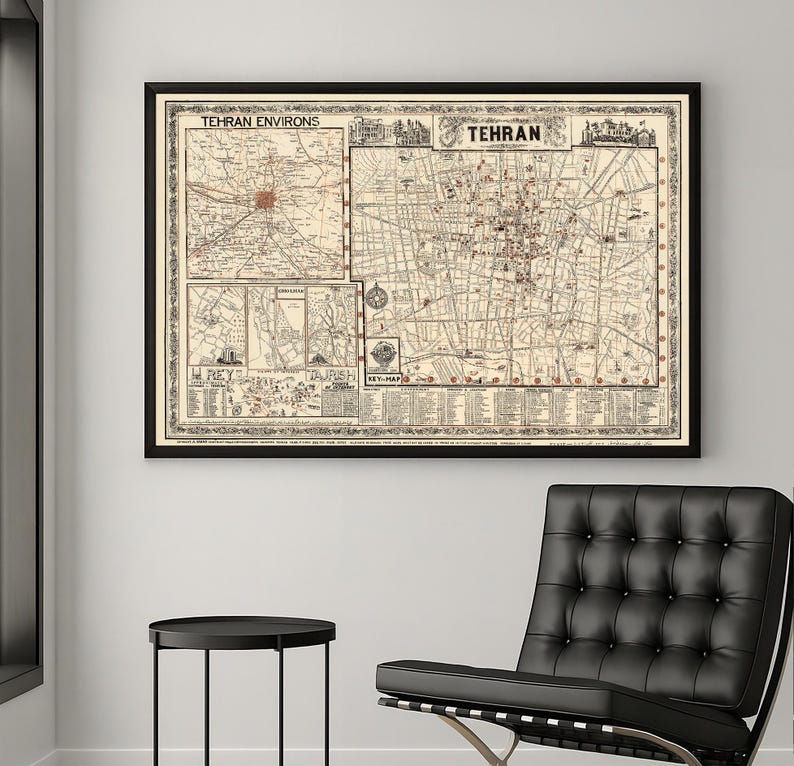Tehran Map | Vintage City Plan Print - Etsy