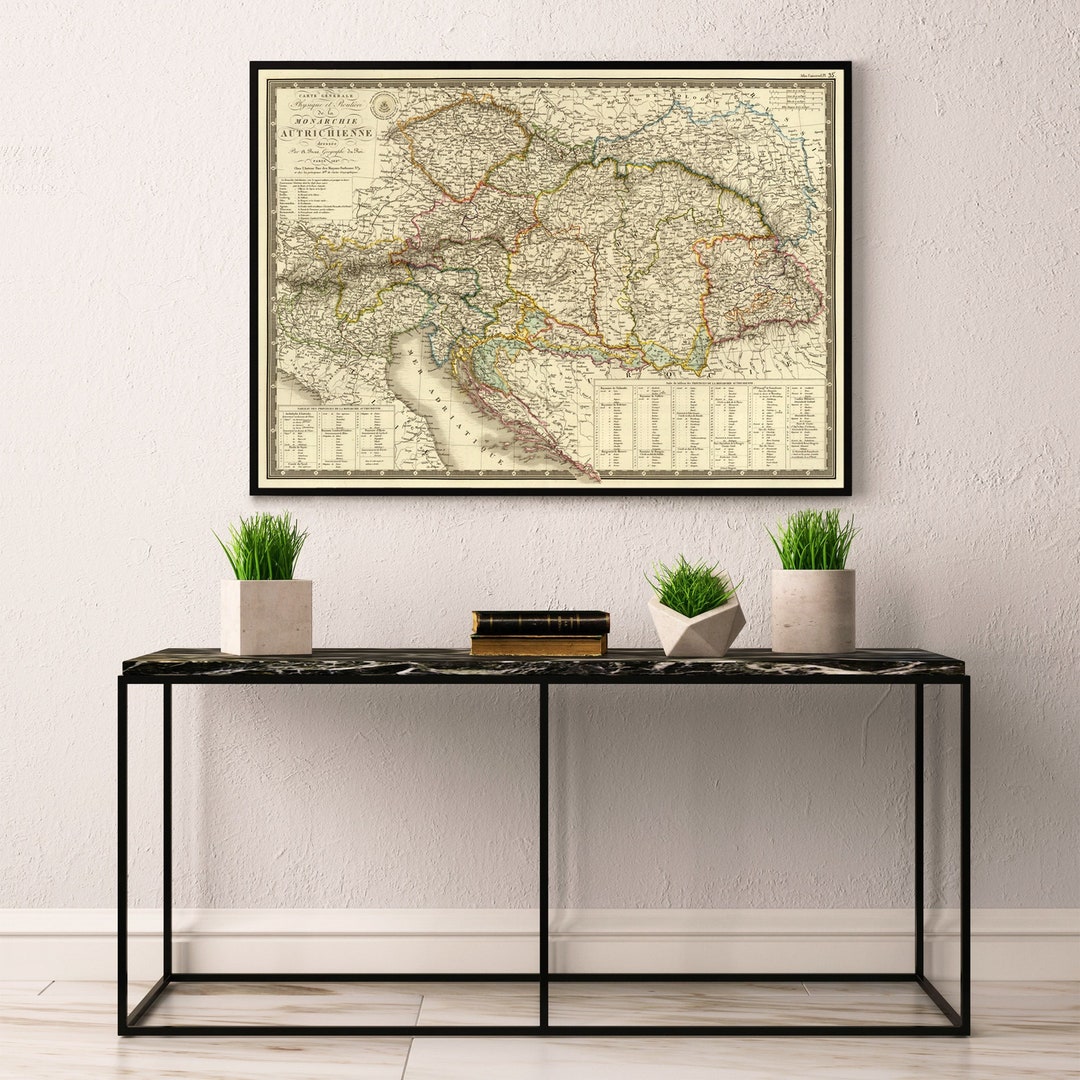 Historical Map of Austria and Austrian Empire - Large Wall Map Print - Etsy