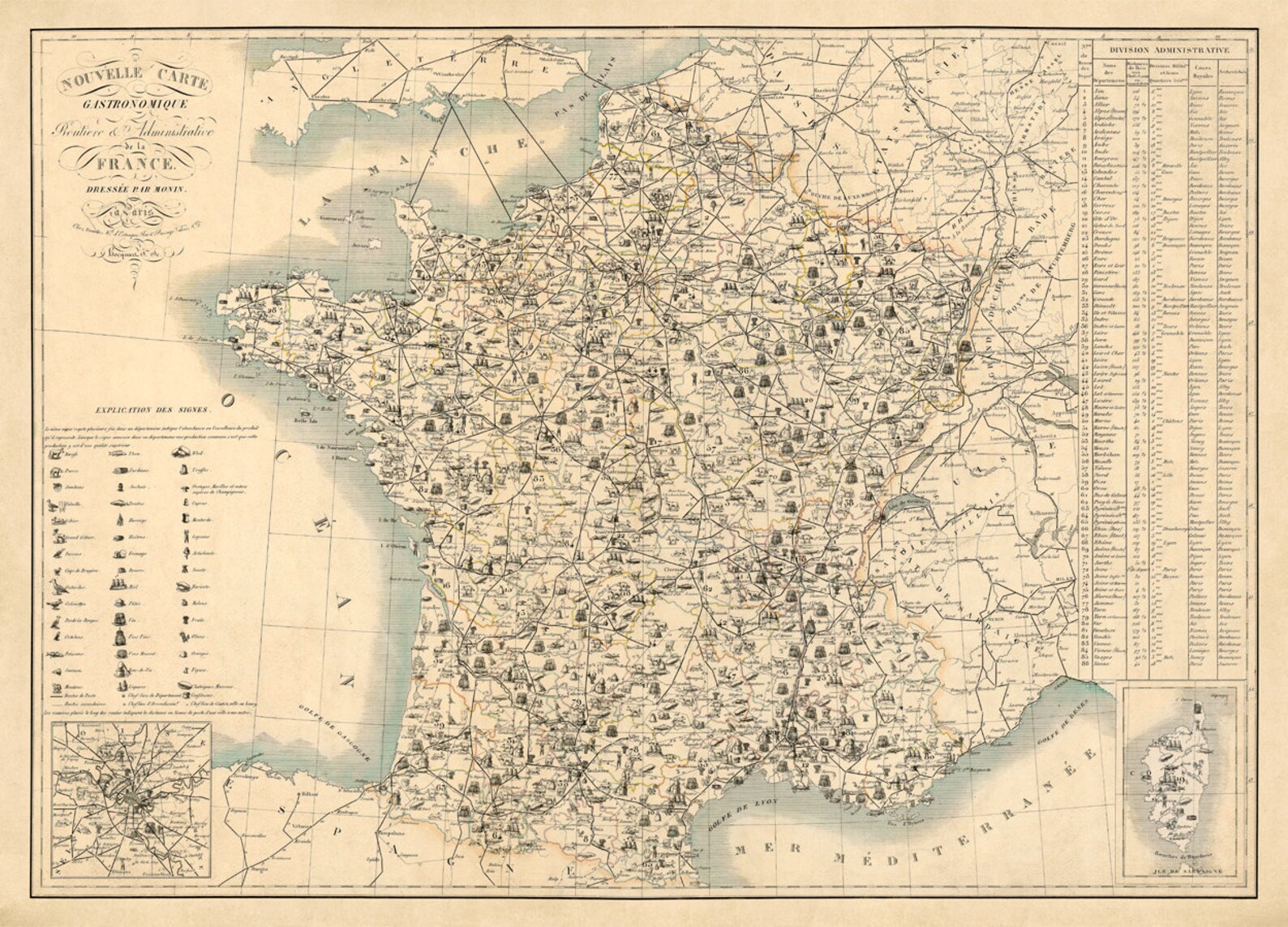Gastronomic Map of France Guide Map of the Gastronomic - Etsy