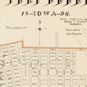 Old City Plan of Fort Dodge, Historical City Map, Restored Map, Wall ...