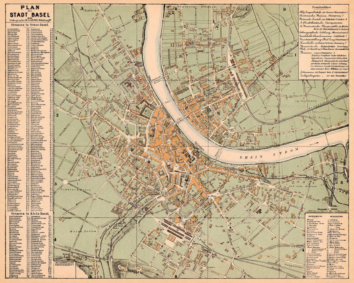 Map of Basel Old Map of Basilea Map Poster Wall Decor - Etsy