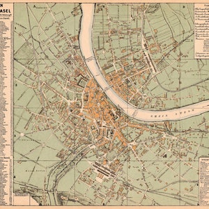 Map of Basel, Old Map of Basilea, Map Poster Wall Decor - Etsy