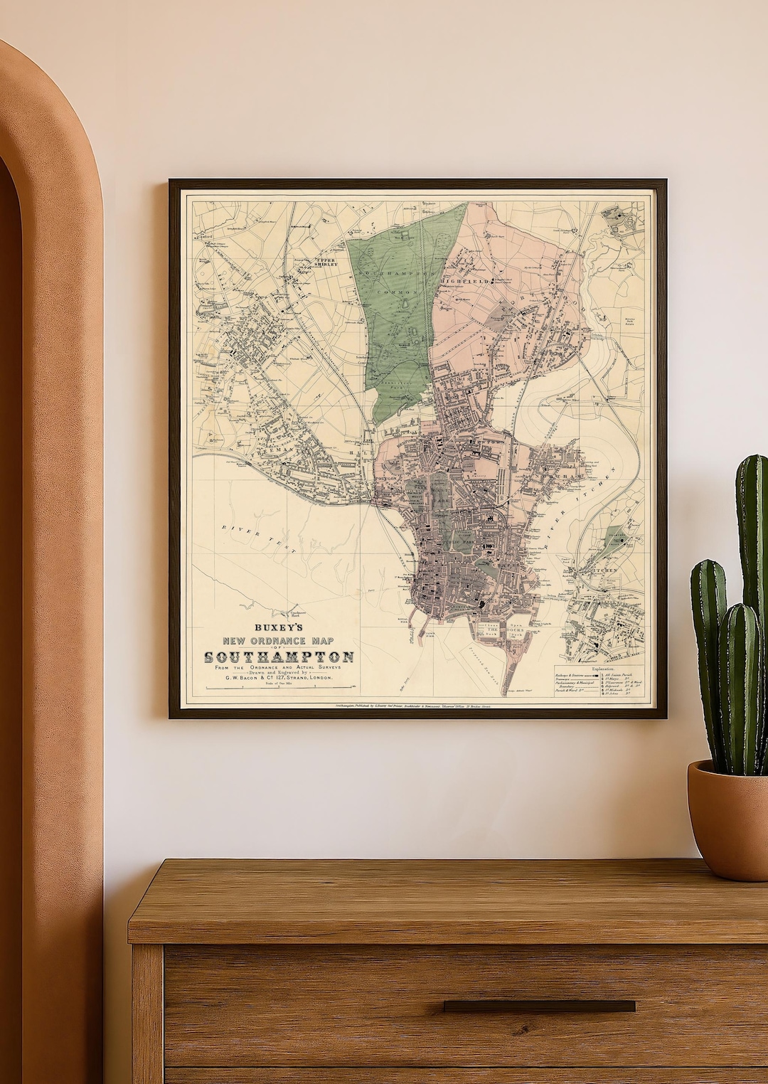 Southampton Map | Old City Map Print | Victorian Era Cartographic Decor ...