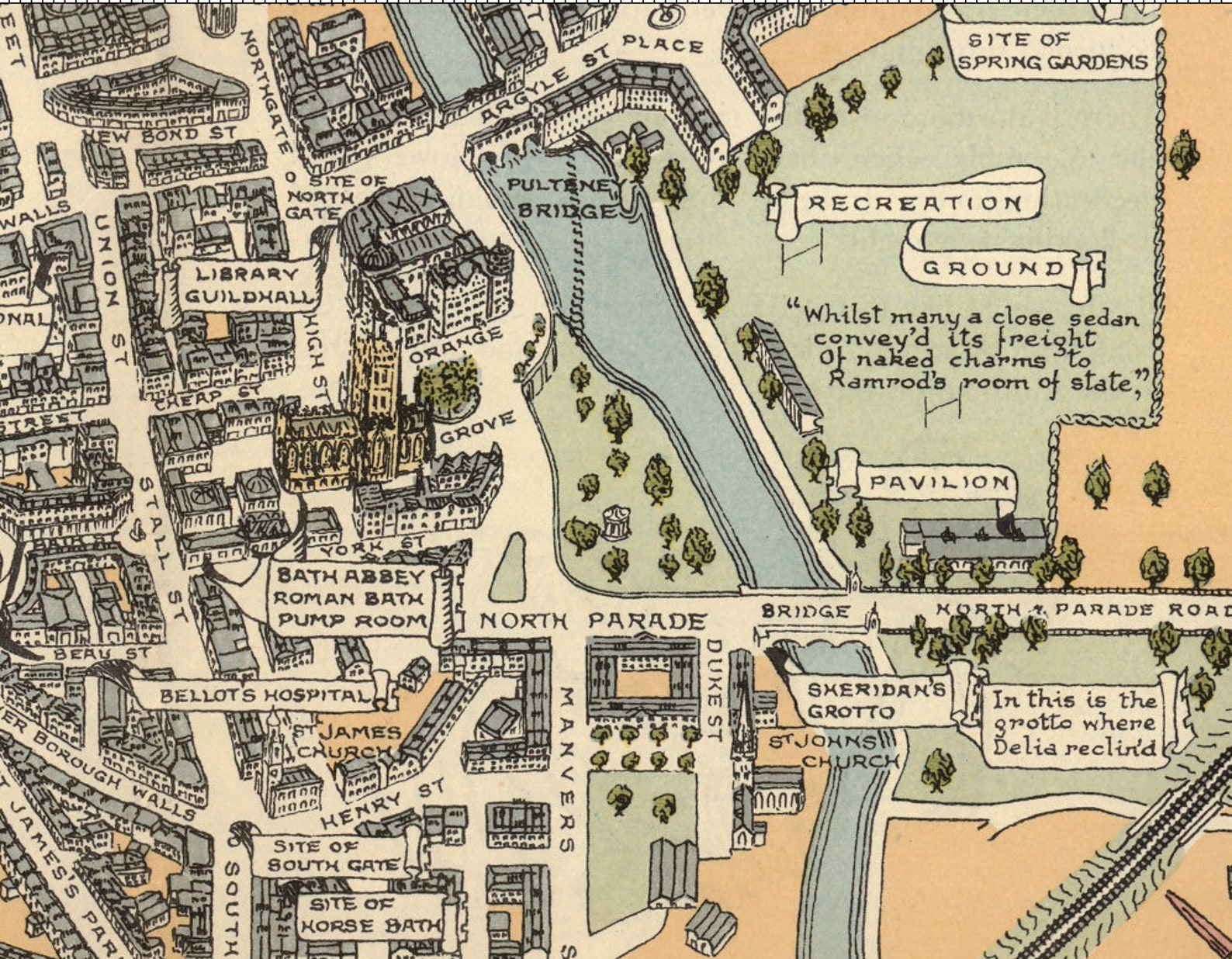 Illustrated Map of Bath Vintage Map Print Available on | Etsy Canada