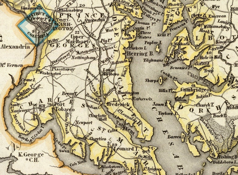 Maryland Old Map Delaware Map Historical Map Restored - Etsy