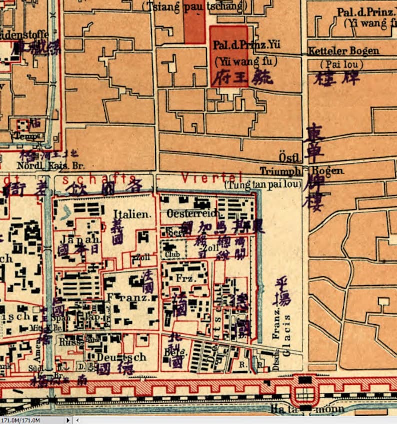 Antique Map of Peking - Vintage Map of Beijing - Archival Map Print on ...
