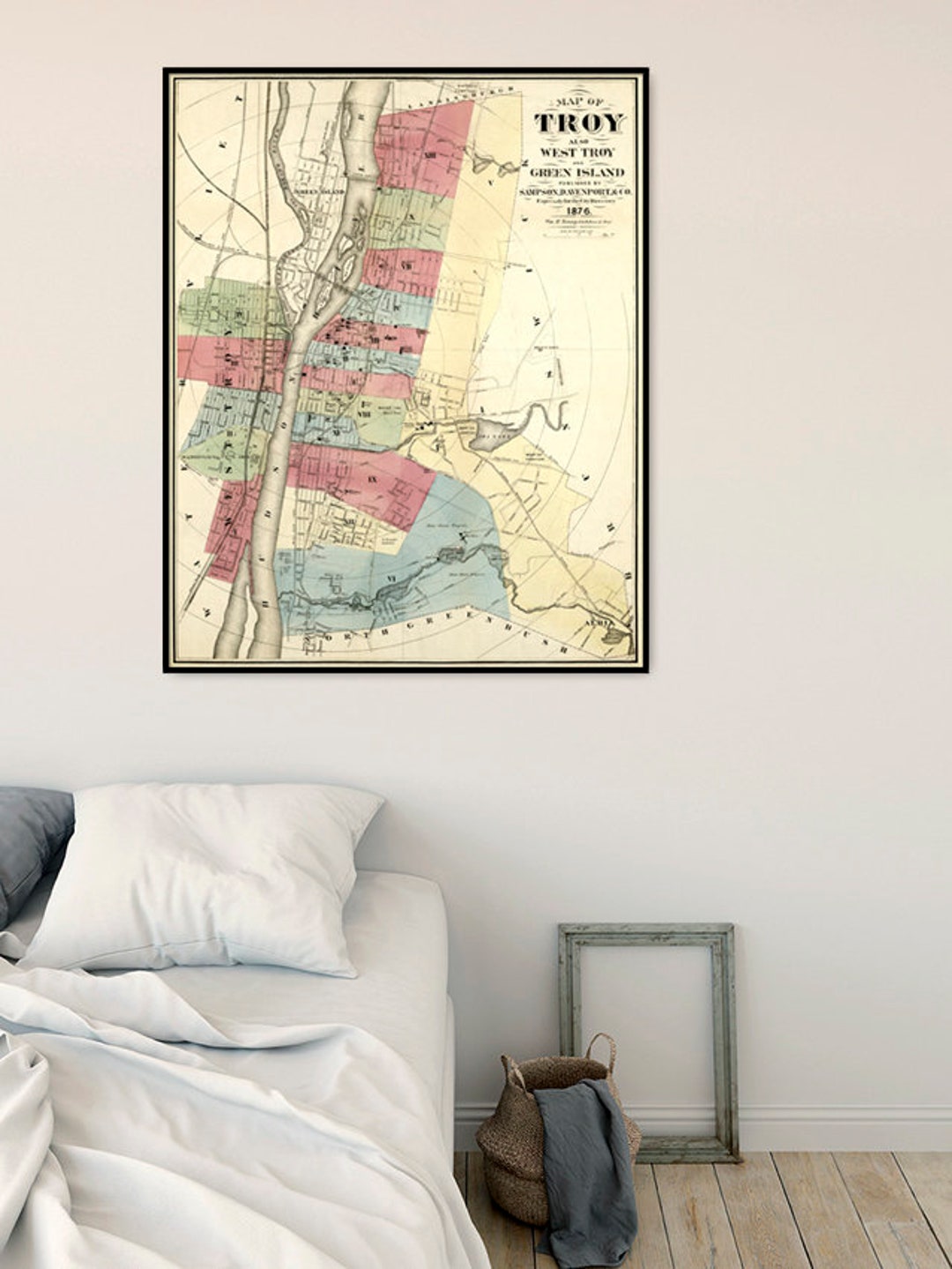 Old Map of Troy Large Wall Map of Troy Fine Print on Paper - Etsy Sweden