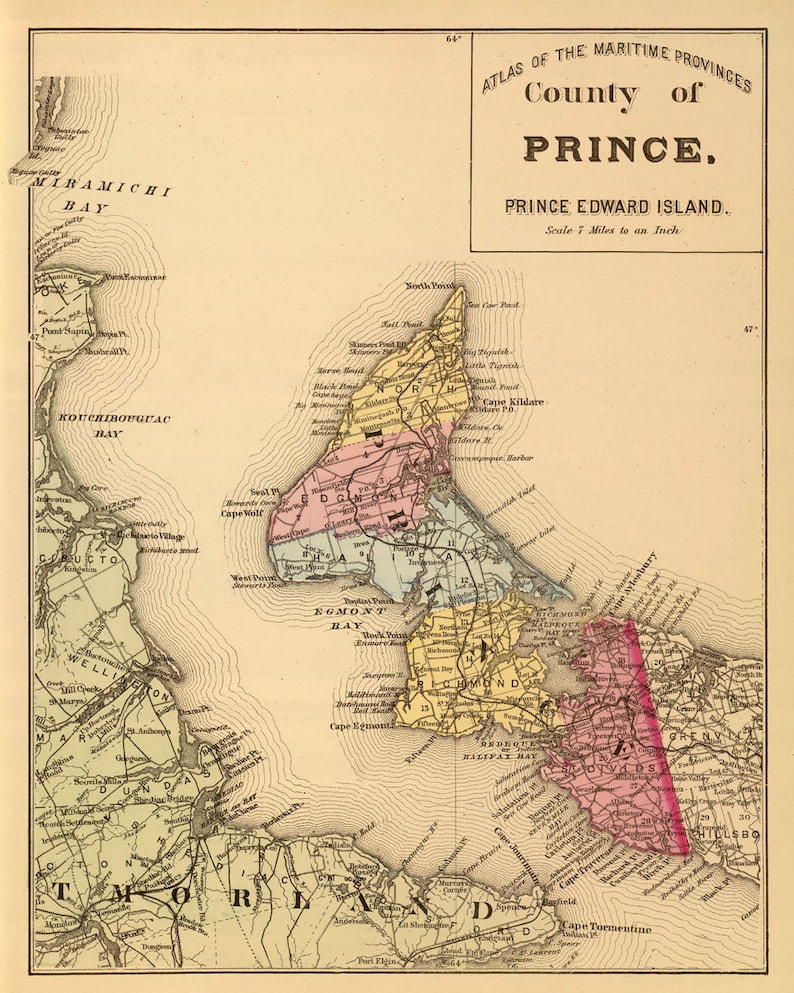 Prince Edward Map Old Map Archival Print Antique Map of - Etsy