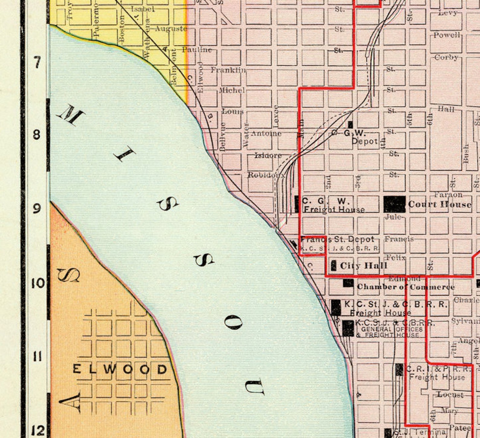 Saint Joseph Map missouri Old Map of Saint Joseph Print Fine Print - Etsy