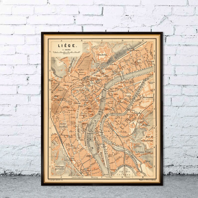 Liege Map Old Map Print Vintage Map Reproduction Fine - Etsy