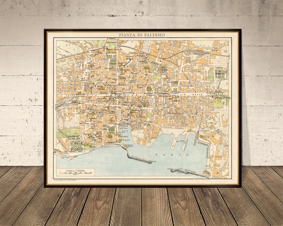 Old Map of Palermo sicily Vintage City Plan Wall Map Decor - Etsy