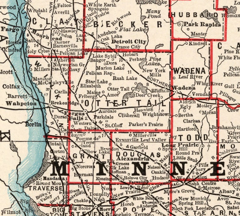 Old Map of Minnesota - Historical Map Restored - Wall Map Print ...