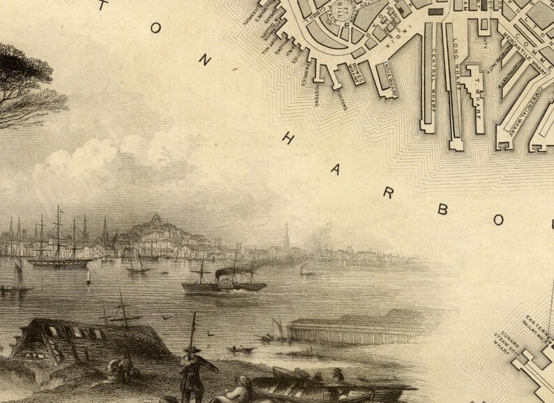 Map of Boston Historical Map of Boston Old Map of Boston | Etsy