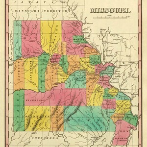 Old Map of Missouri, Large Wall Map Art, Giclee Reproduction - Etsy