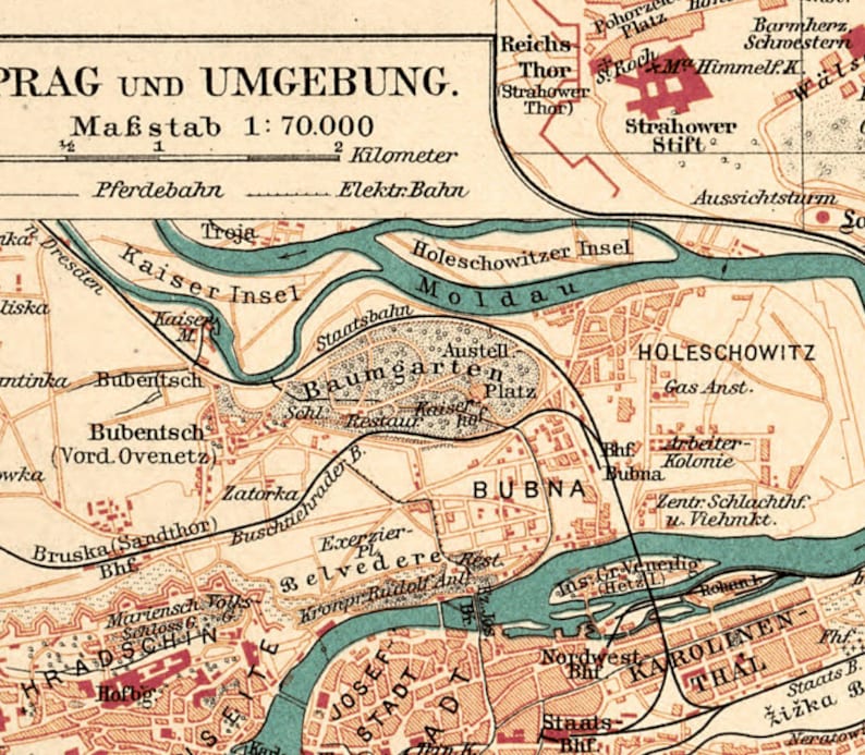 Old Map of Prague Fine Reproduction of a Vintage Map - Etsy