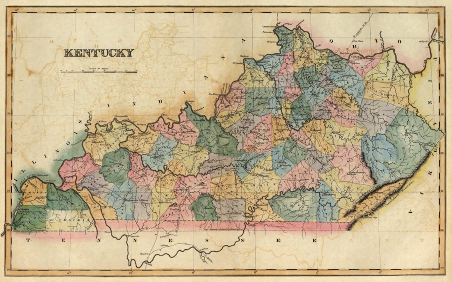 Old Map of Kentucky Decorative Map Fine Reproduction - Etsy