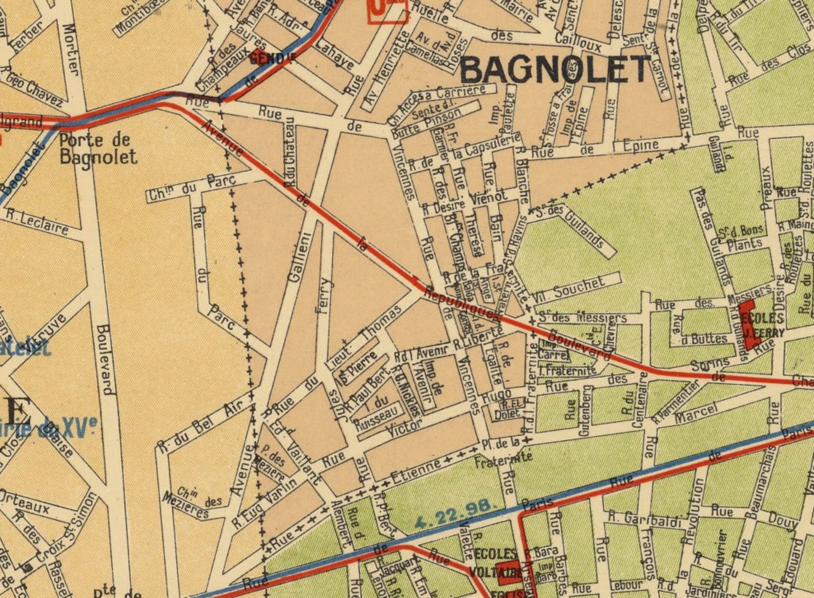 Old Map of Vincennes Bagnolet Fontenay-s-bois - Etsy