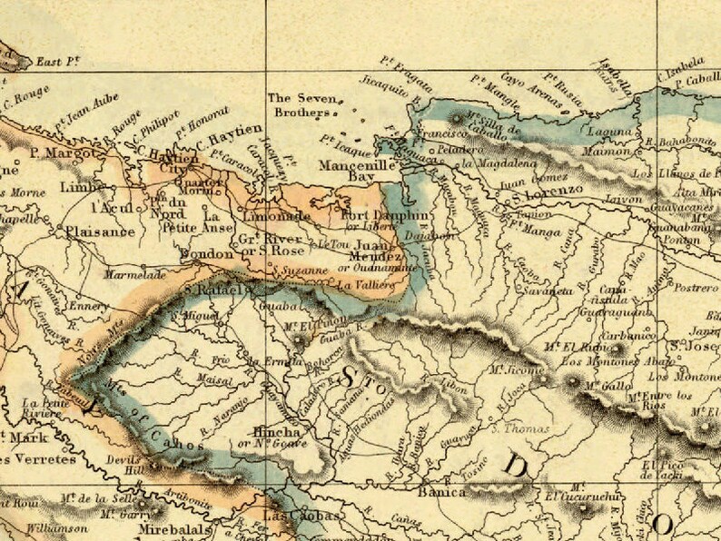 Vintage Map of Haiti Old Map Print Available on Paper or | Etsy