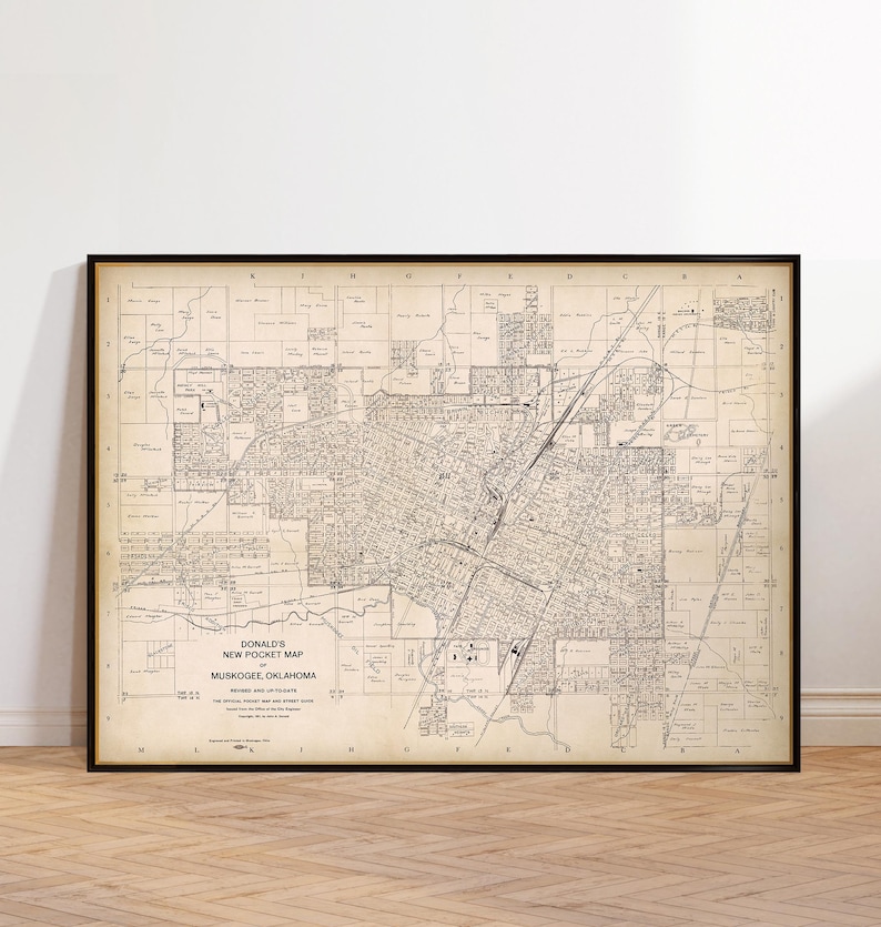 Old Map of Muskogee | Historical City Plan Print - Etsy