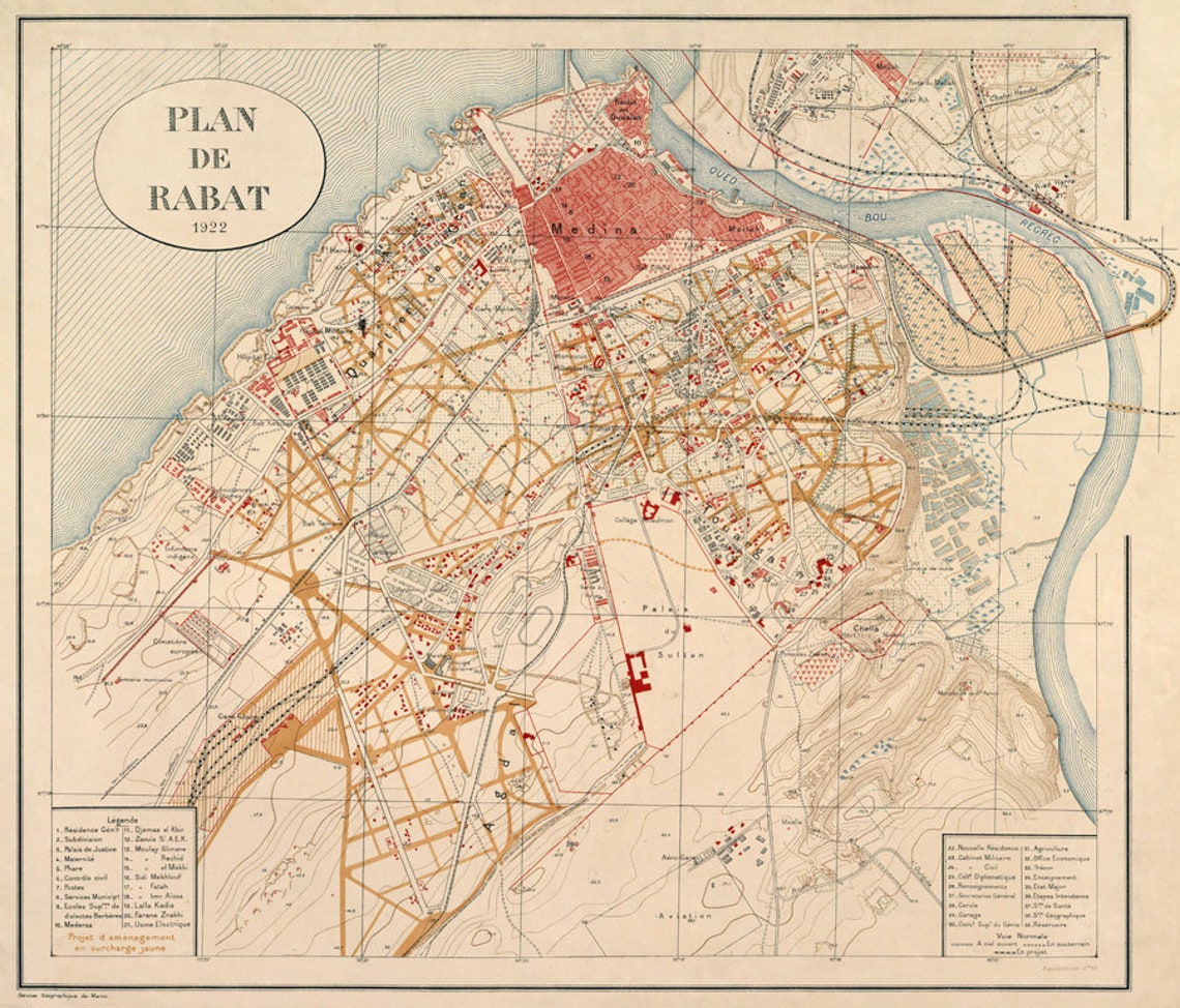 Map of Rabat - Fine Print on Paper or Canvas - Etsy