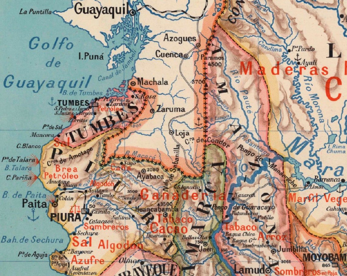 Mapa de Perú Mapa antiguo de Perú impresión de mapa de - Etsy México