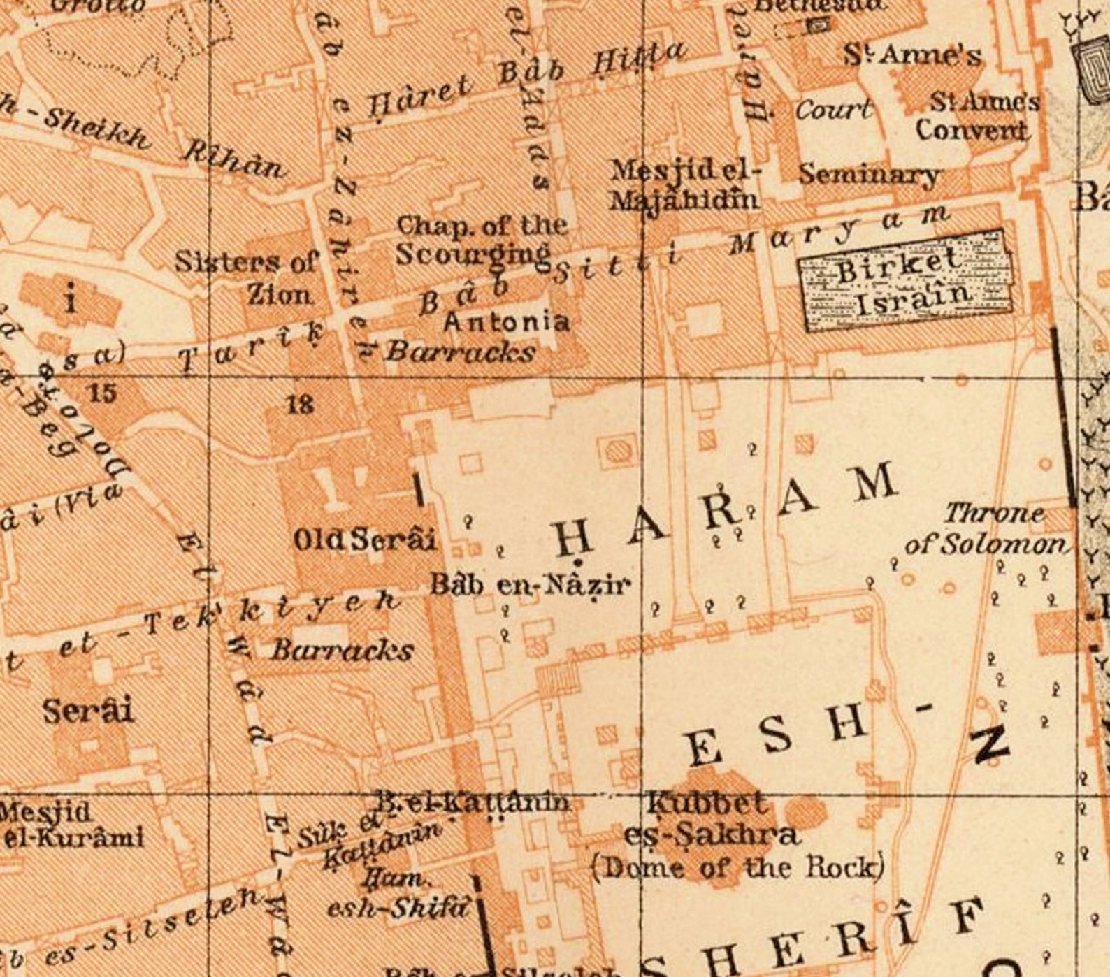 Map of Jerusalem - Antique Map Restoration, Holly City Plan, Wall Map ...
