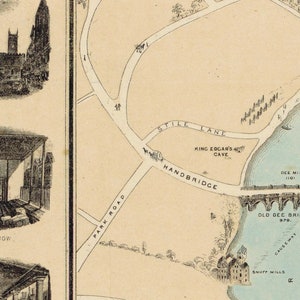 Chester Map - Illustrated Old Map of Chester - Available on Paper or ...