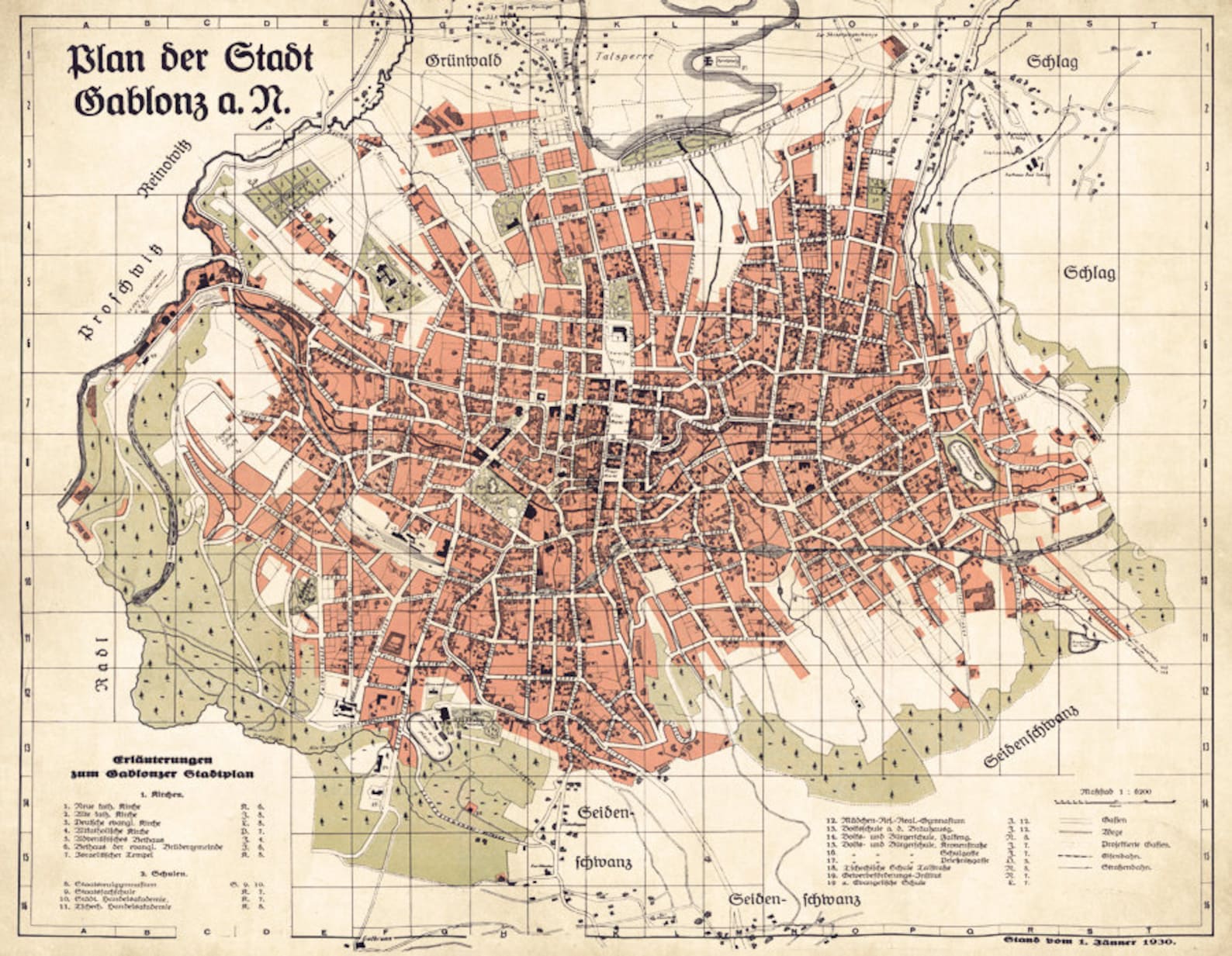 Map of Gablonz Jablonec Nad Nisou Old Map Fine Print on | Etsy