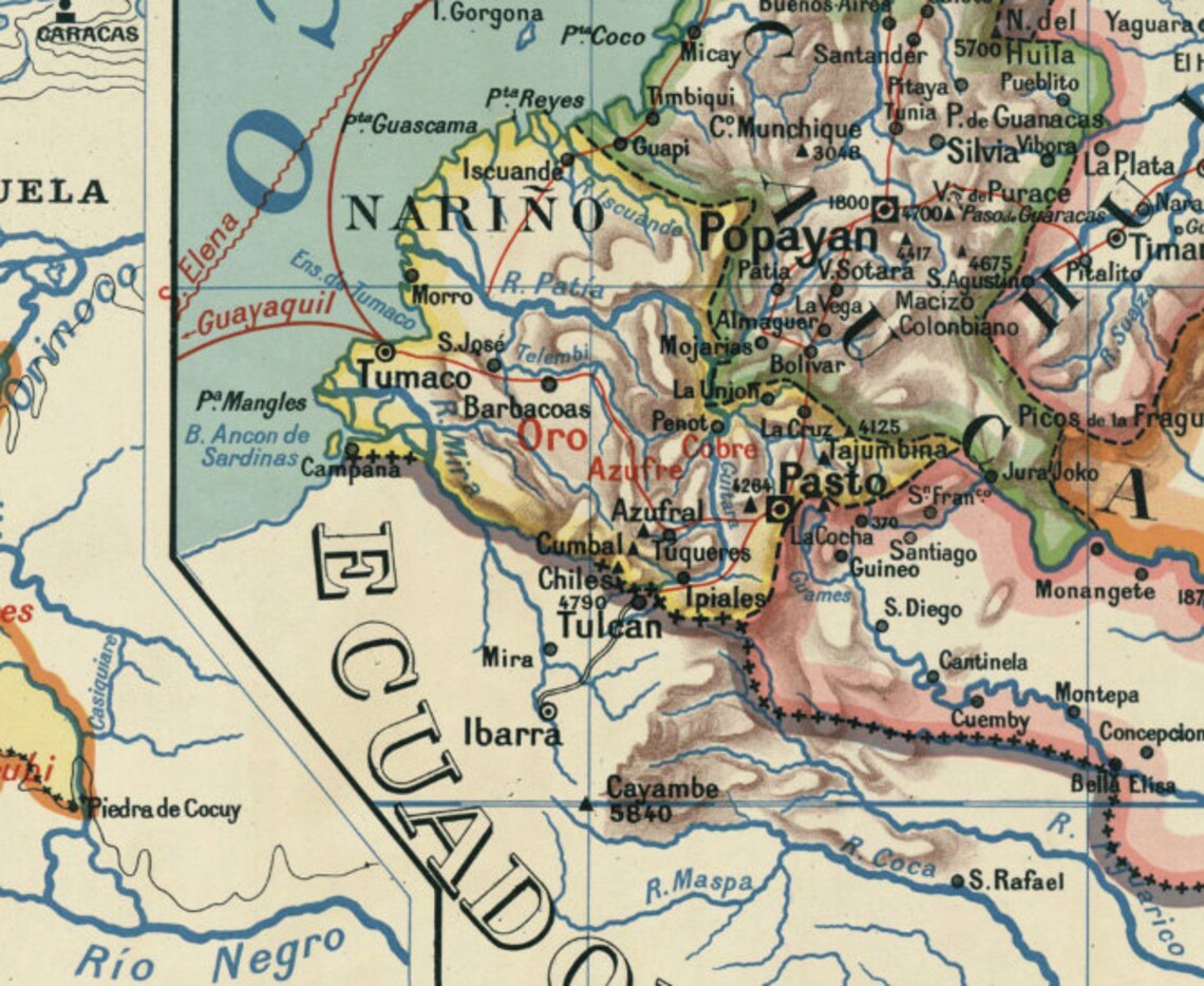 Old Map of Colombia Archival Print A Vintage Map Restored - Etsy