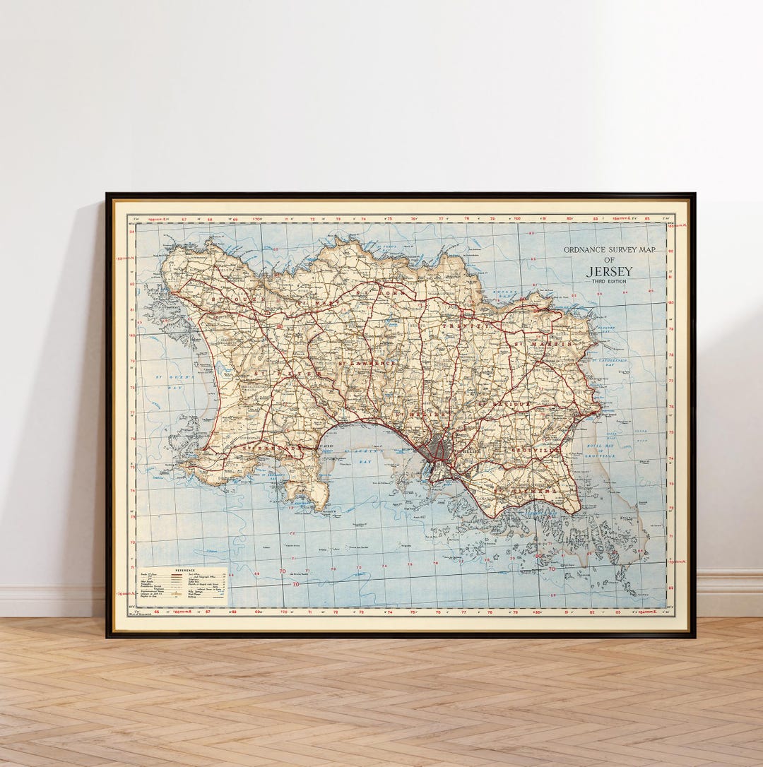 Jersey Map, Historical Map Print, British Map Decor - Etsy