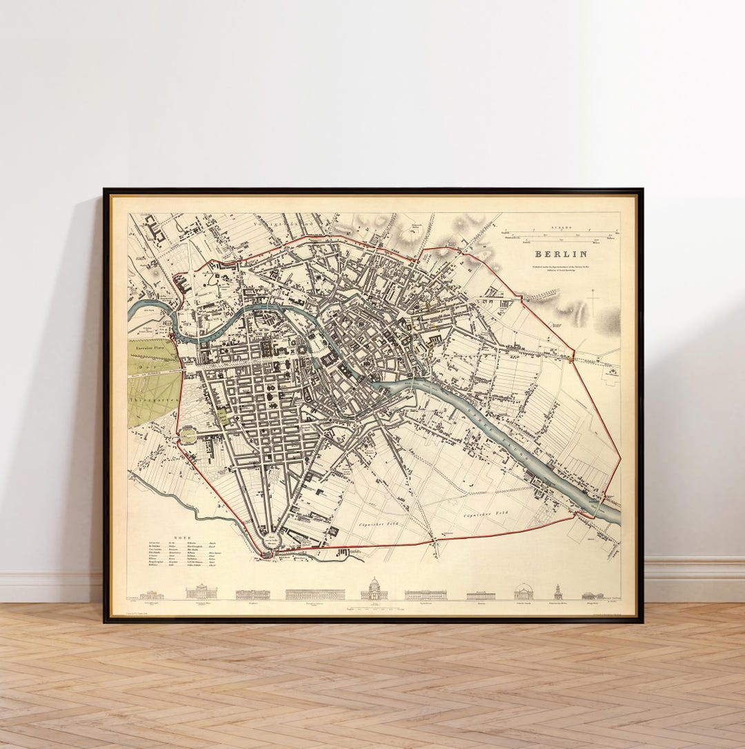 Historical Map of Berlin | Antique City Plan With Architectural ...