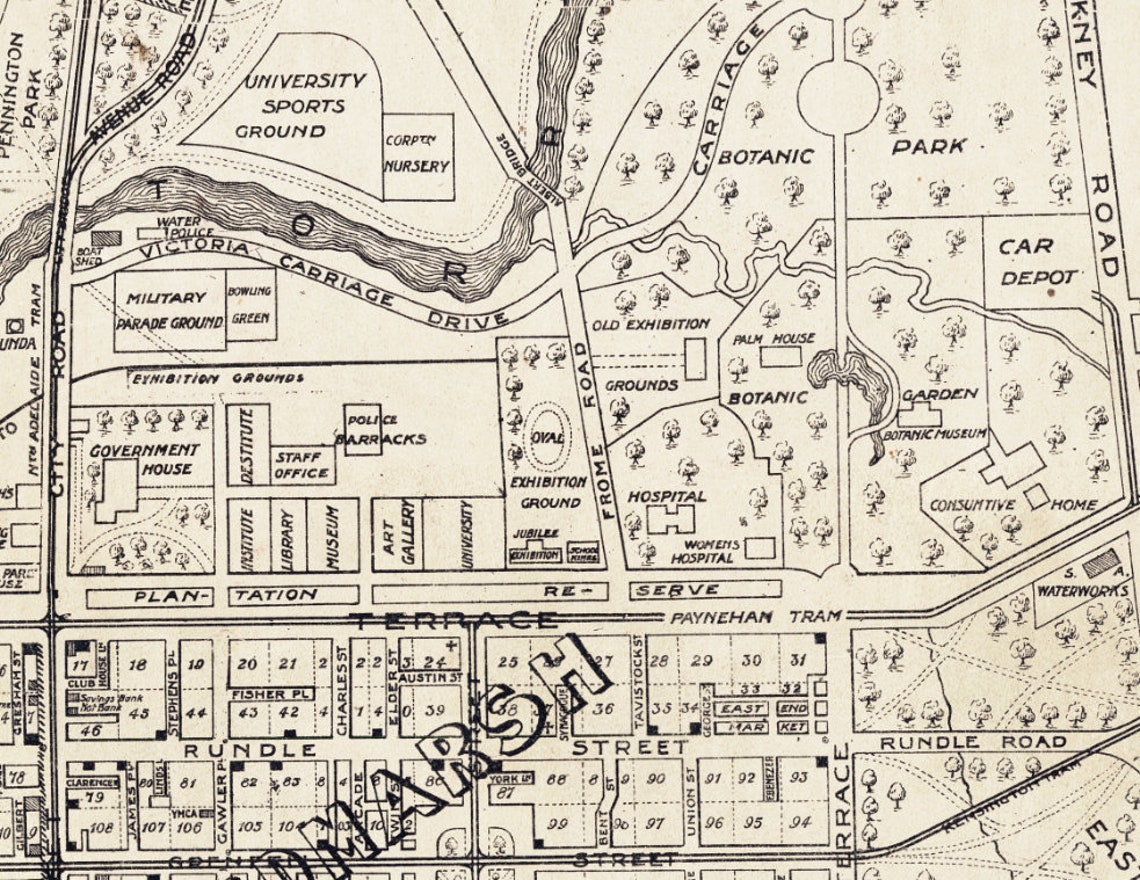 Adelaide Historical Map Large Wall Map of Adelaide Printed - Etsy Canada