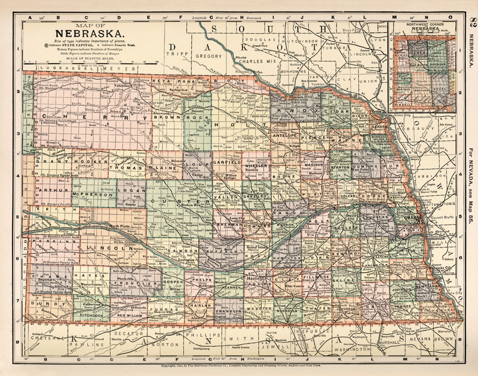 Nebraska map Vintage map of Nebraska fine print Archival | Etsy