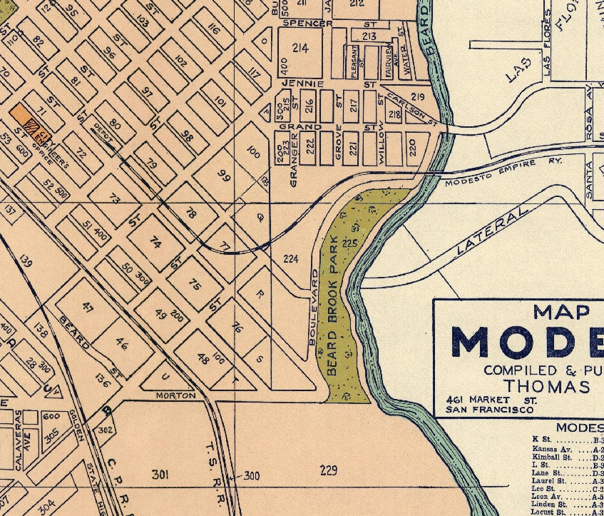 Old Map of Modesto Vintage City Plan Restored Fine Print - Etsy Canada