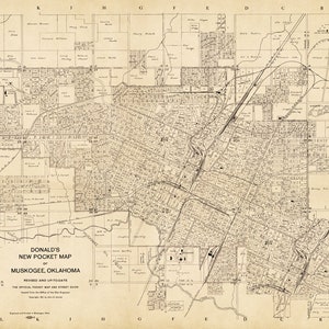 Muskogee Map - Old Map of Muskogee - Large Wall Map Print on Paper or ...
