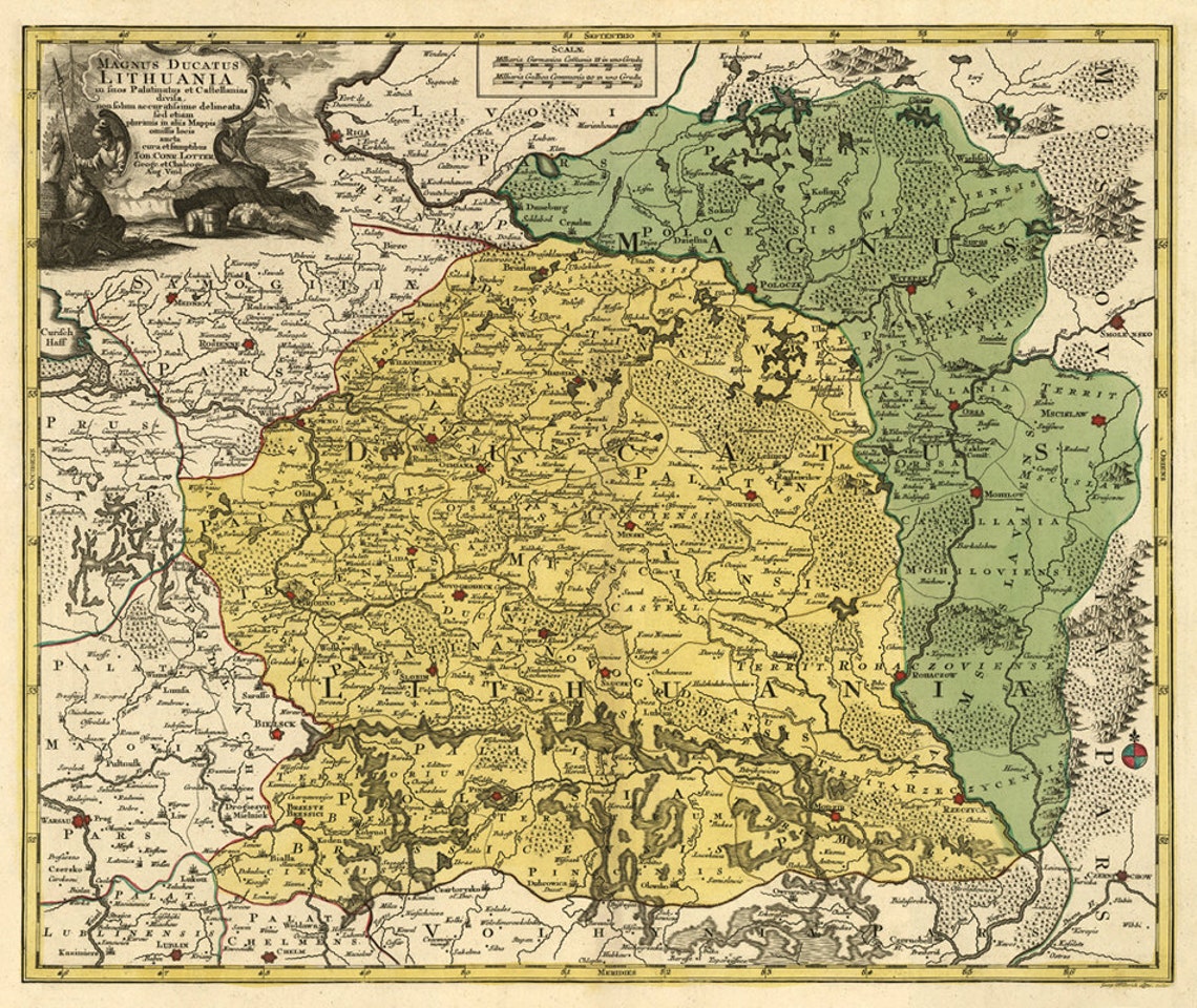 Lithuania Map Old Map of Lithuania Archival Print on Matte - Etsy