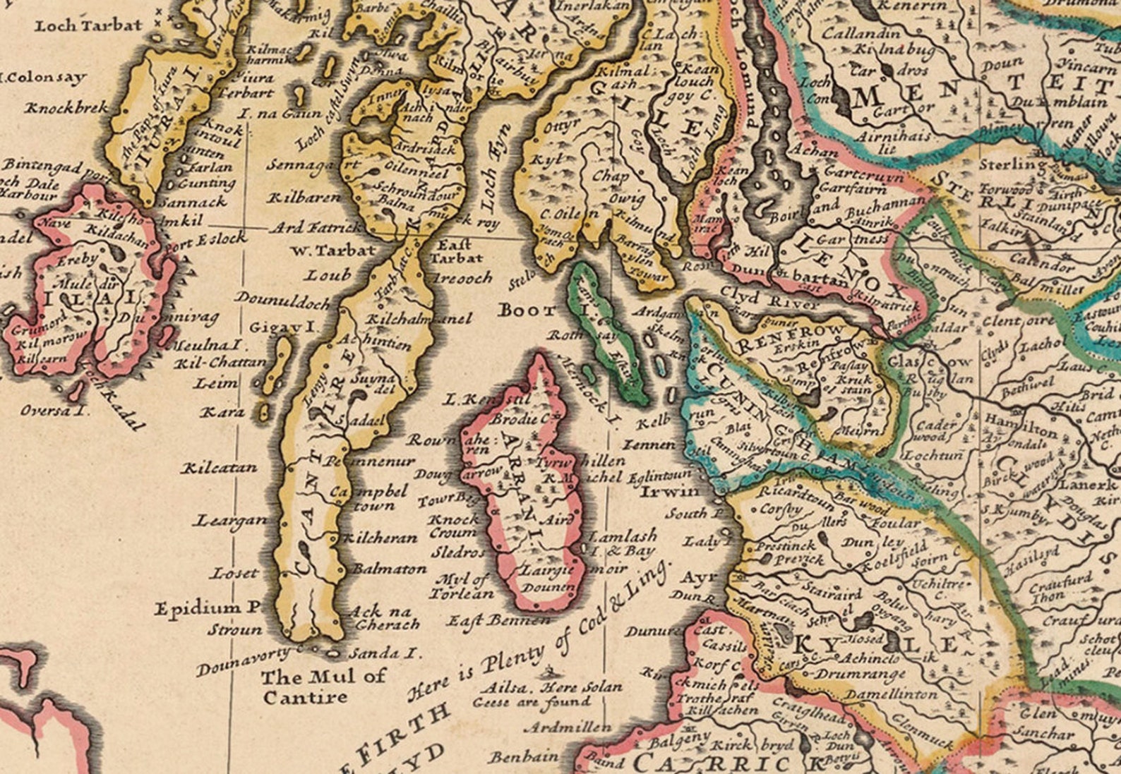 Old Map of Scotland Illustrated Map of Scotland Fine Print - Etsy