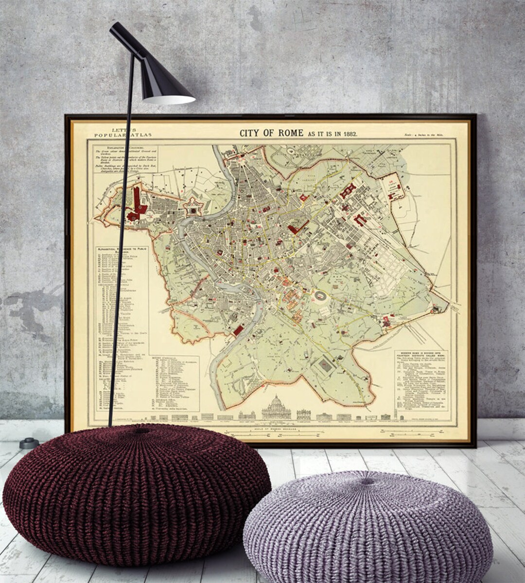 Map of Rome - Old Map of Rome Print - City Maps Prints - Giclee ...