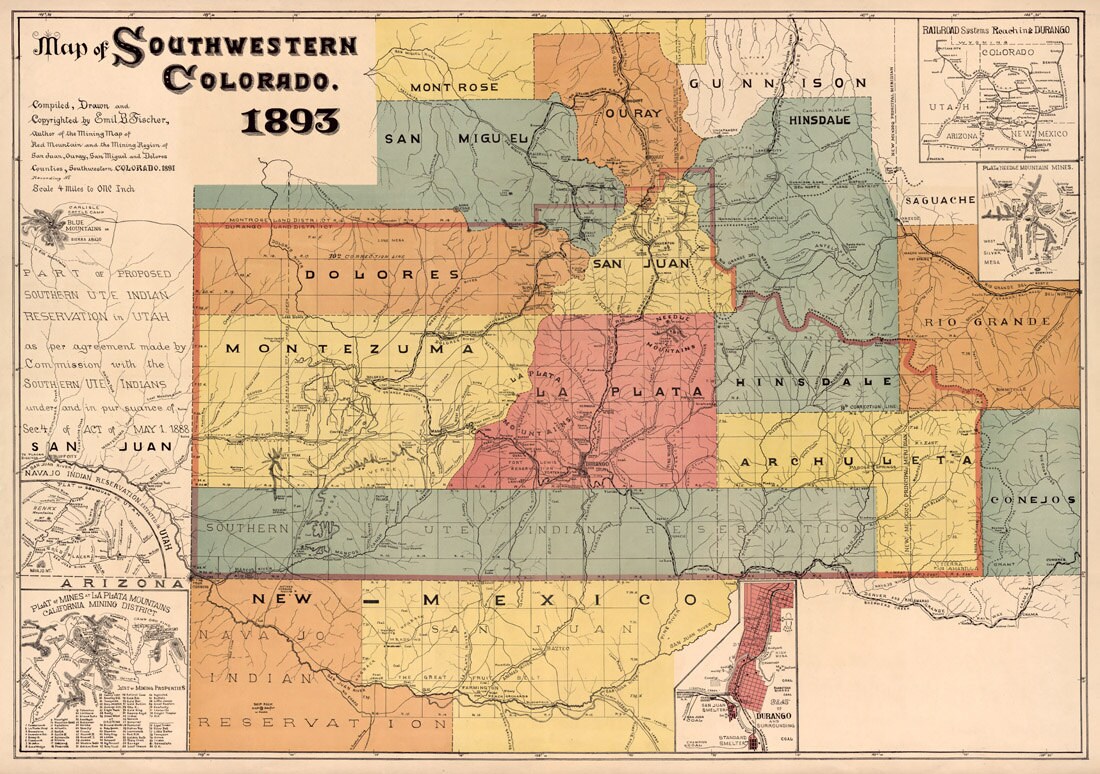 Map of Colorado Southwestern Colorado Map Fine Print on - Etsy